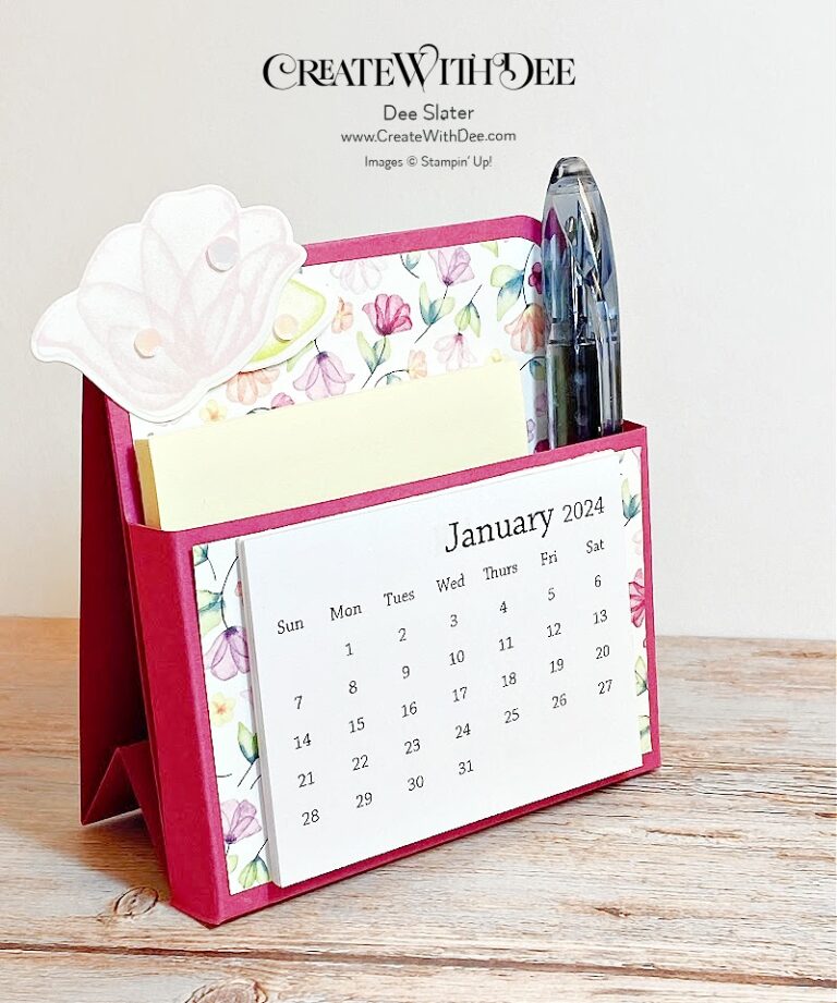 Easel Calendar with Pocket Featuring Delightful Florals Designer Paper ...